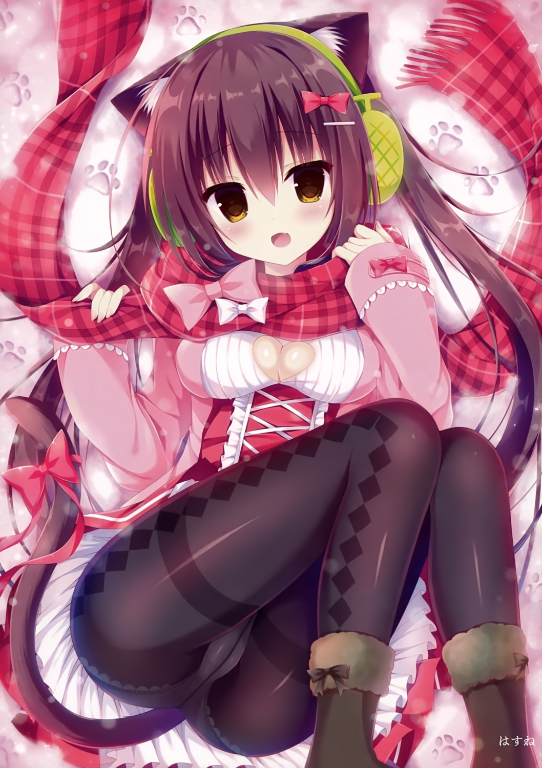 hasune animal ears cameltoe cleavage nekomimi open shirt pantsu pantyhose skirt lift tail ...